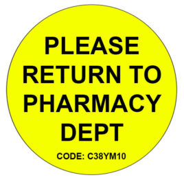 Please return to pharmacy dept – Round label 38mm 500 per roll | Mermed